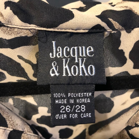 Jacque & Koko | Tops | Jacque Koko Animal Print Sheer Buttonup 2628 ...